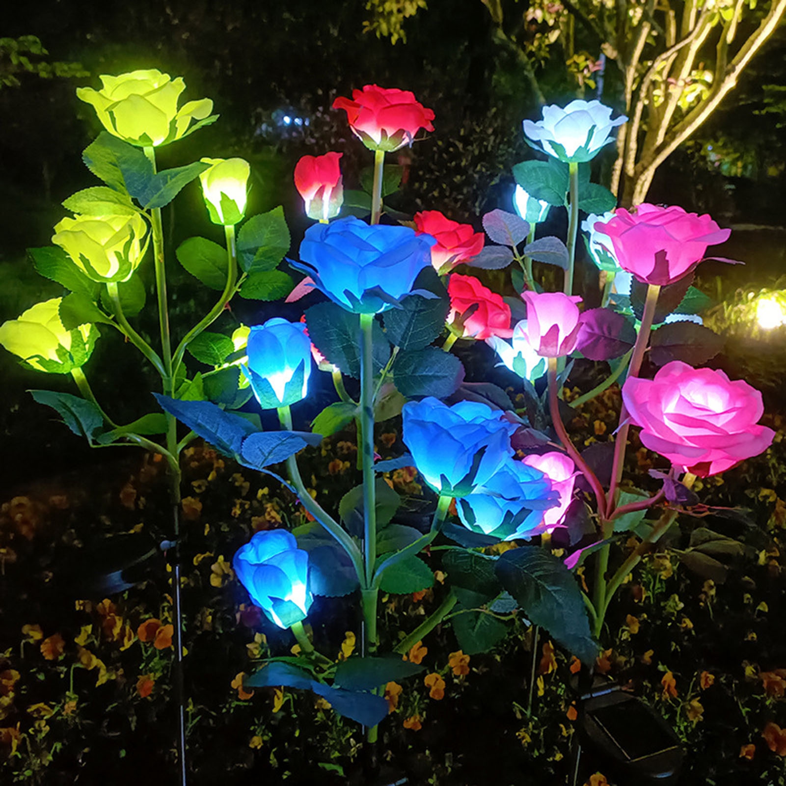 Naierhg Rose Flower Solar Garden Light Auto Charging Waterproof Easy to ...