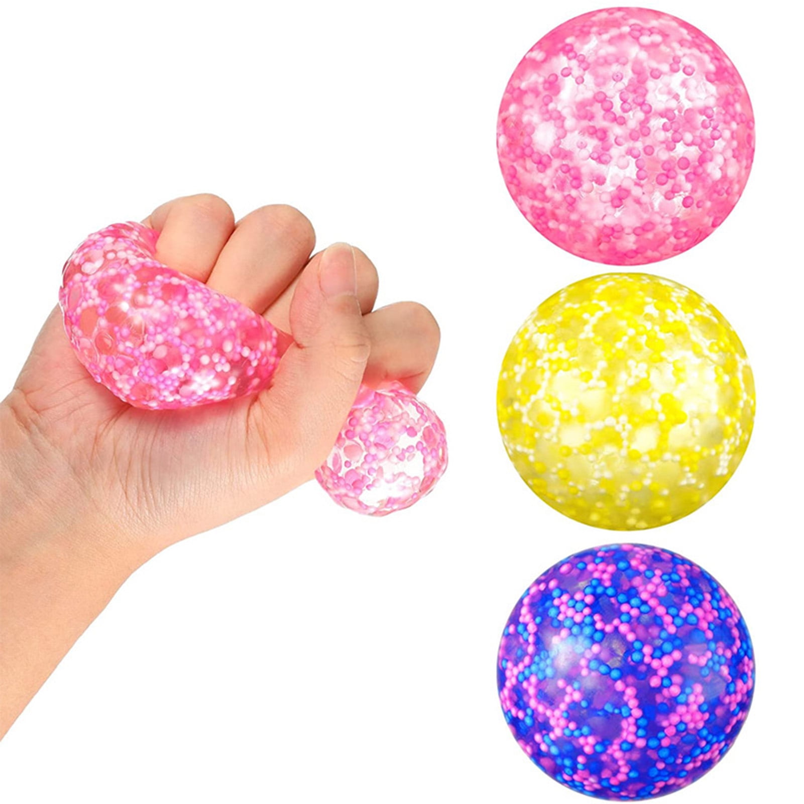 Naierhg Squeeze Ball Toy Flexible Quick Rebound Colorful Foam Beads ...