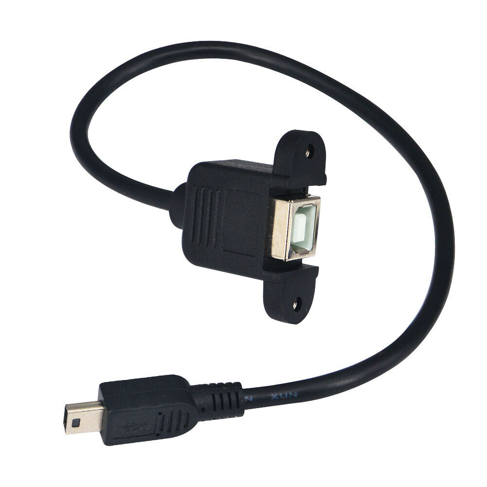 Naierhg USB Type B USB-B Female with Panel Mount to Mini USB Plug Male ...