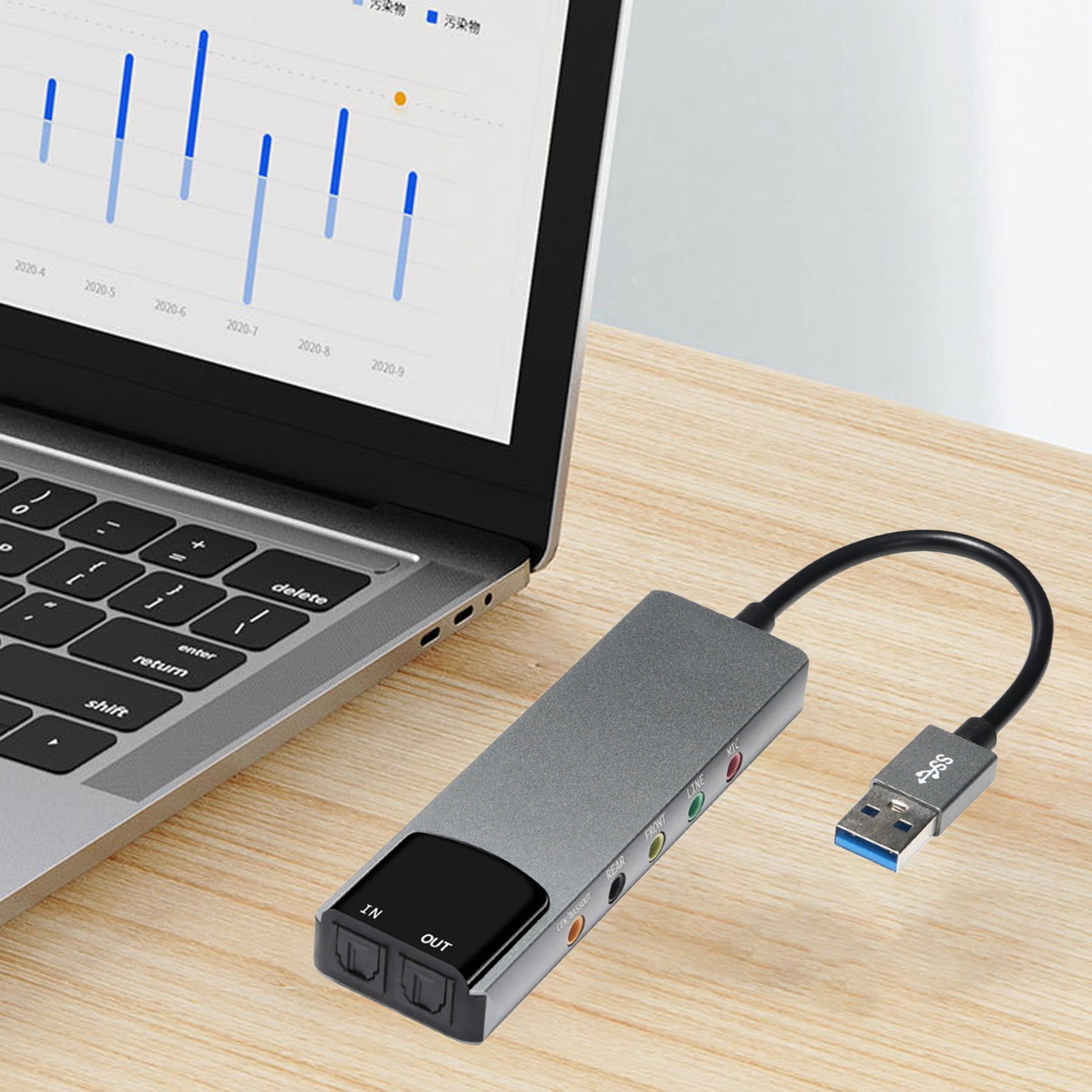 Naierhg Usb Sound Card External Sound Card Usb Fiber Optic Spdif Sound ...