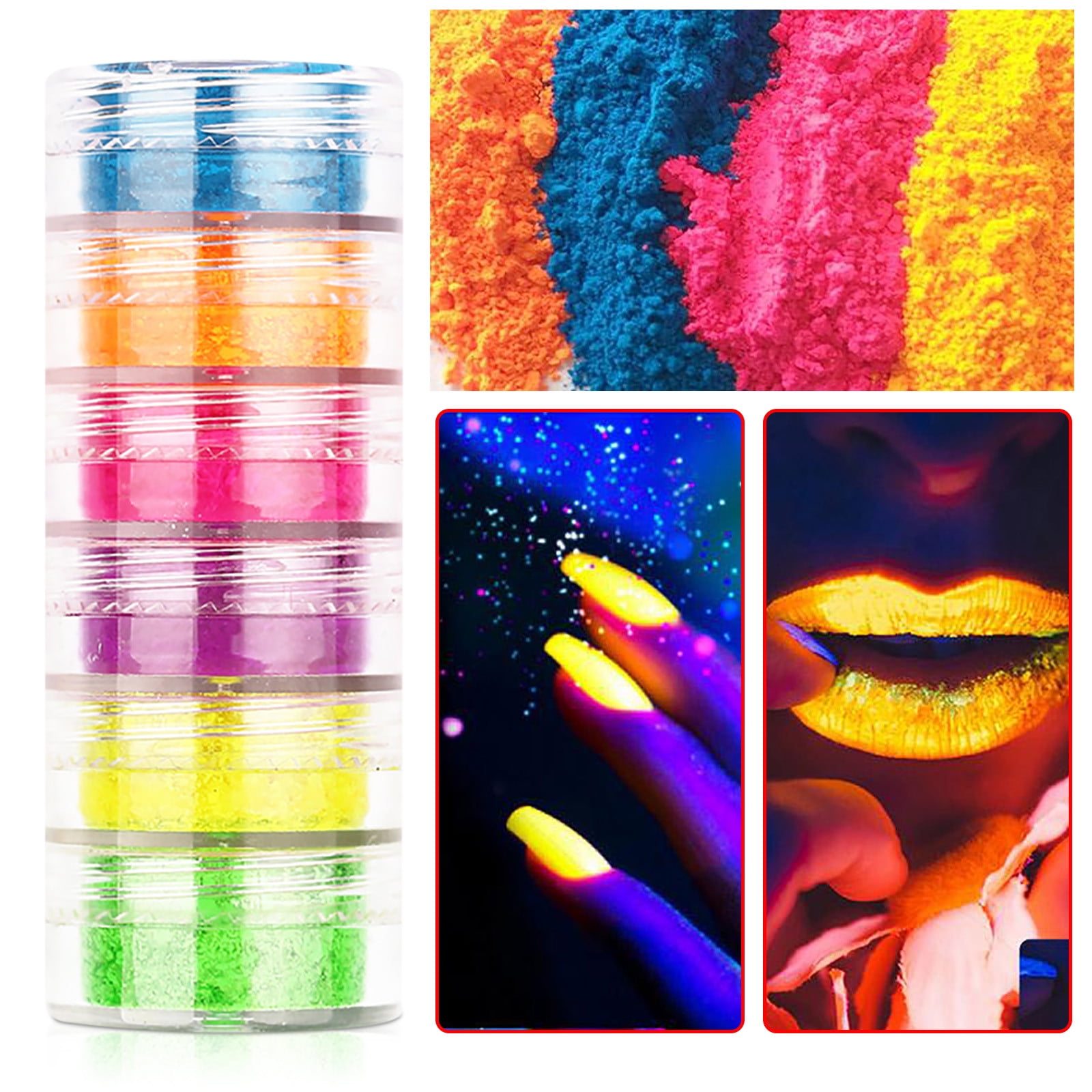 Nail Art,6-color Nail Art Fluorescent Powder High-gloss Luminous Powder ...