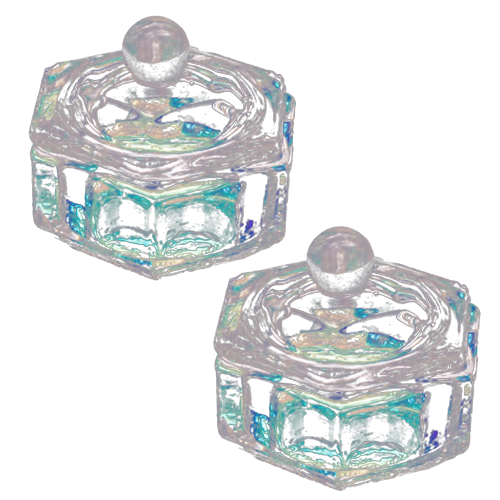 Nail Art Acrylic Liquid Powder Dish With Lid Clear Glass Crystal Cup ...
