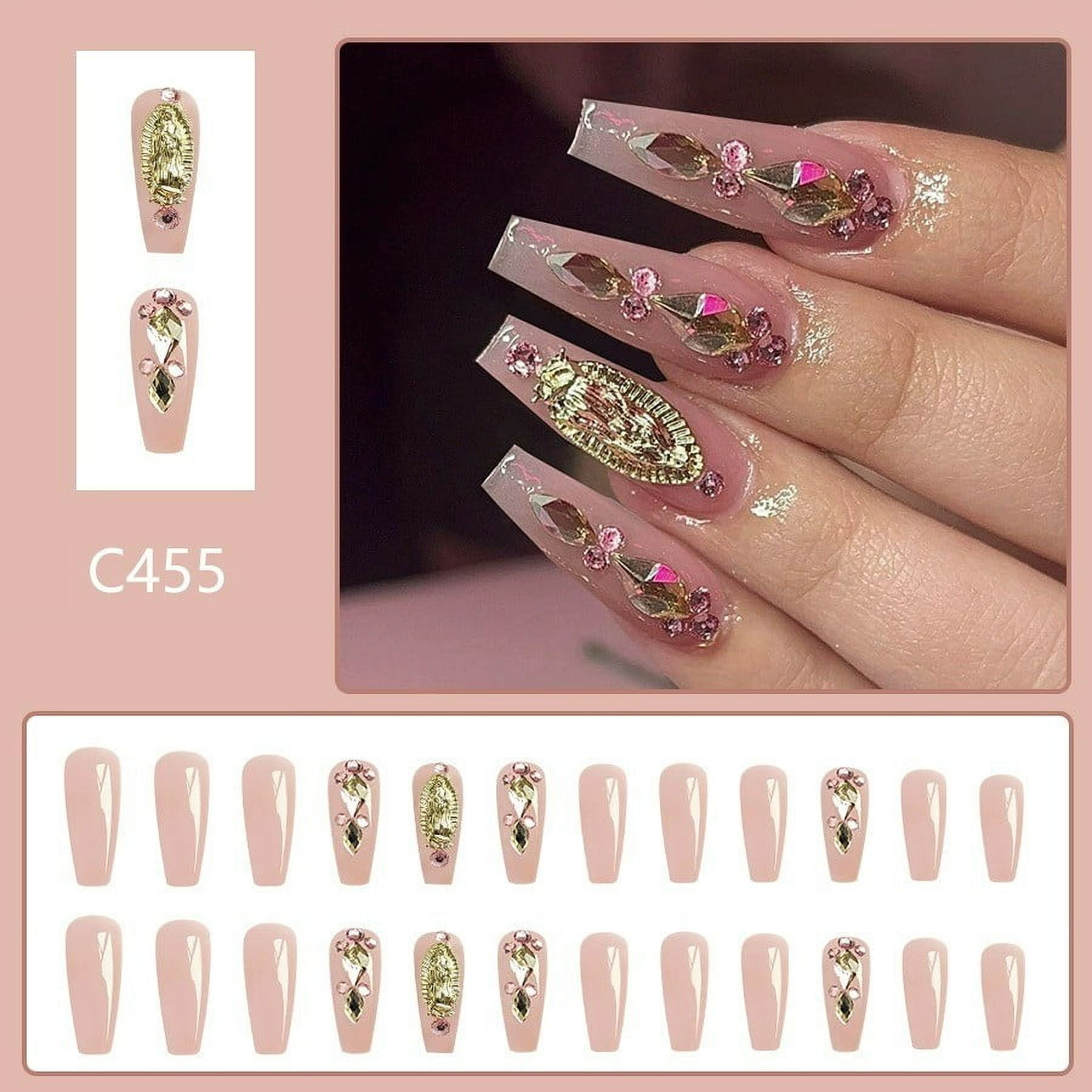 Nail Art Bright Diamond Press On Nails Set | 12 Sizes | Secure Fruit ...
