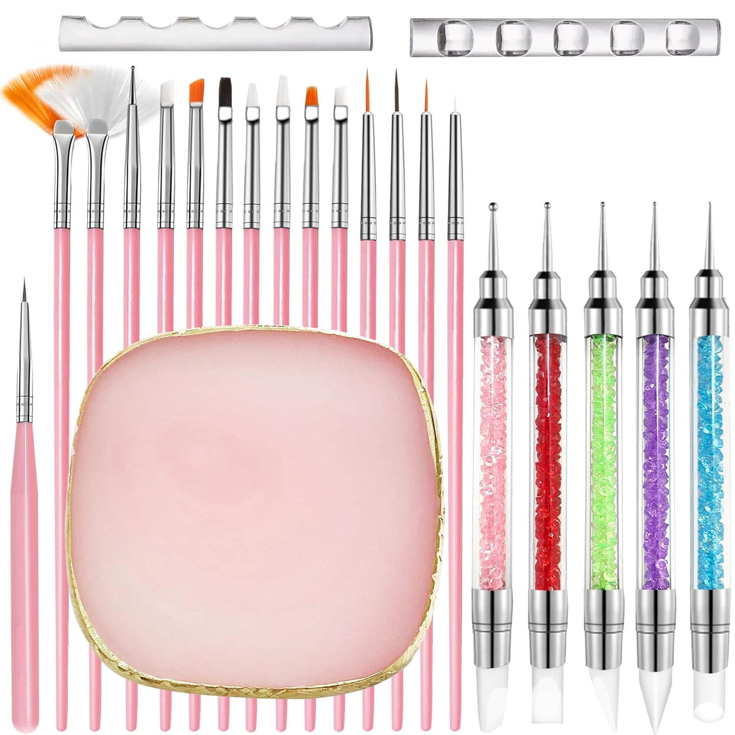 Nail Art Brushes, 23Pcs Set Nail Art Tools, including 2 Way Nail Art ...