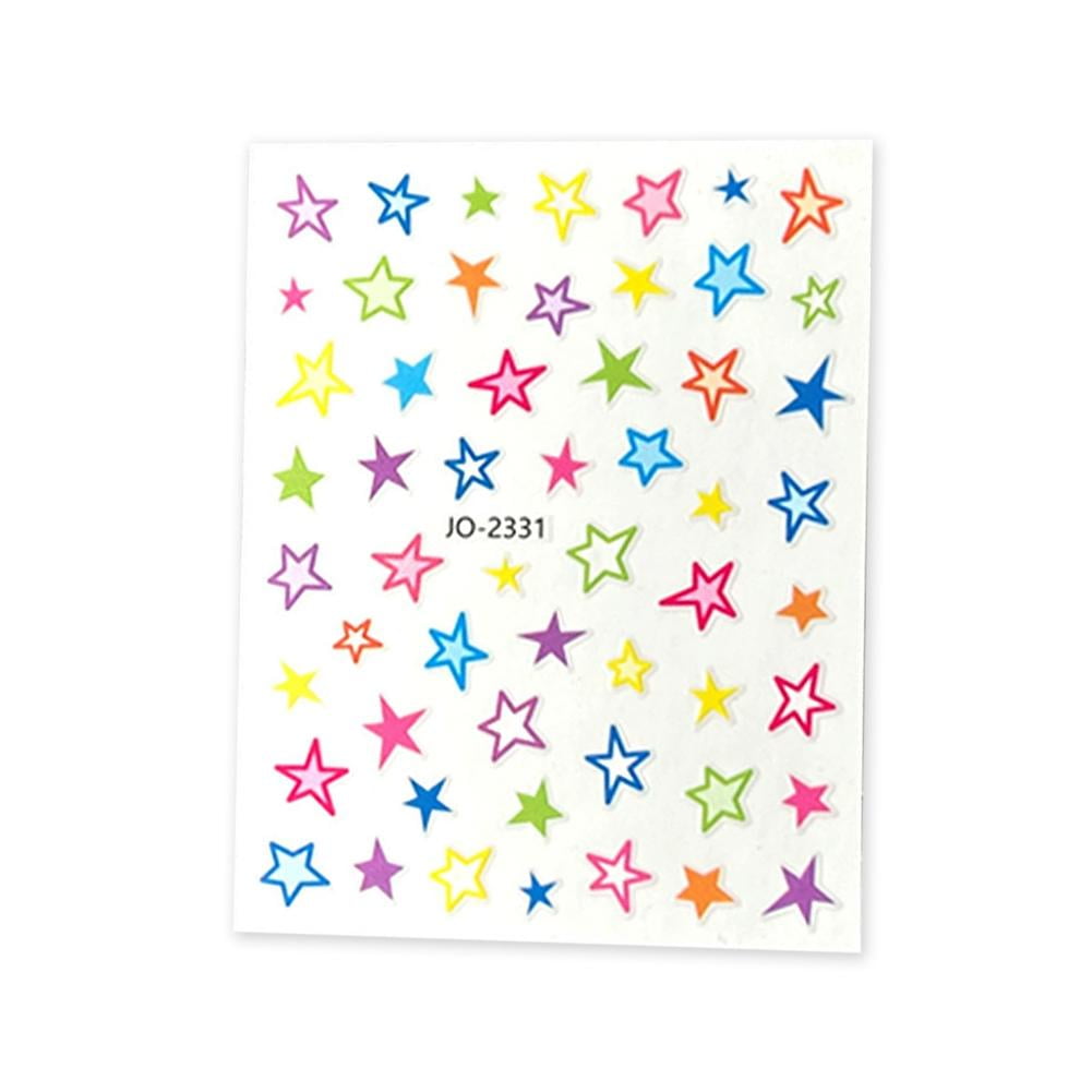 Nail Art Decals Mix Sizes Colorful Star Adhesive Sliders Stickers` Nail ...