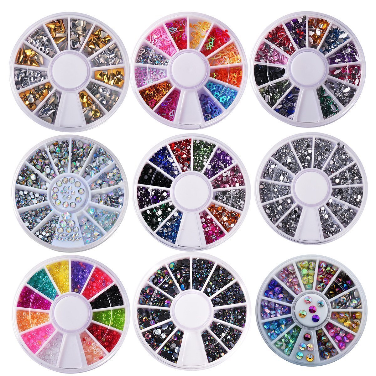 Efavormart 9 Strips Pink Stick on Rhinestone Gems Heptagon Self ...