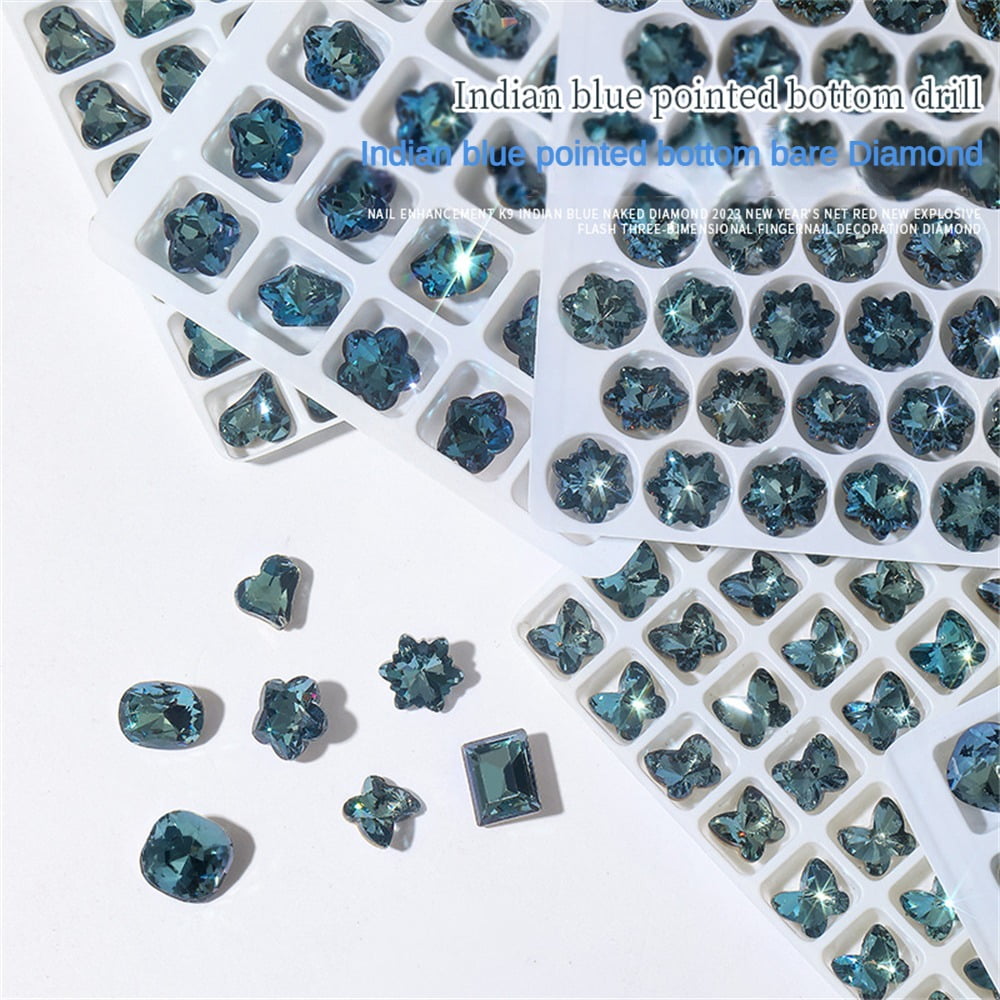 Nail Art Jewelry Indian Blue Pointed Bottom K9 Crystal Shaped Diamond ...