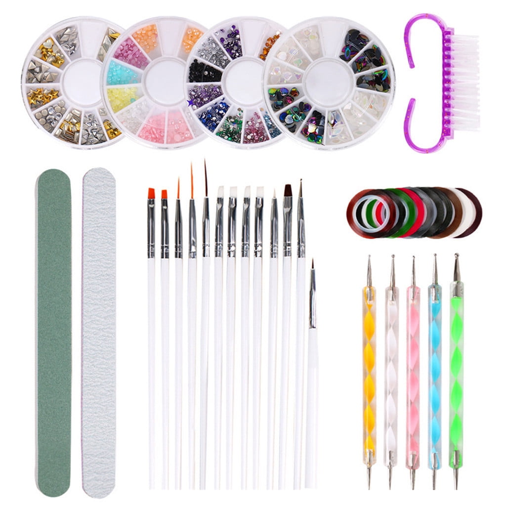 Nail Art Kit, Manicure Tool Set, Nail Art Brush Tips Pen Rhinestones ...