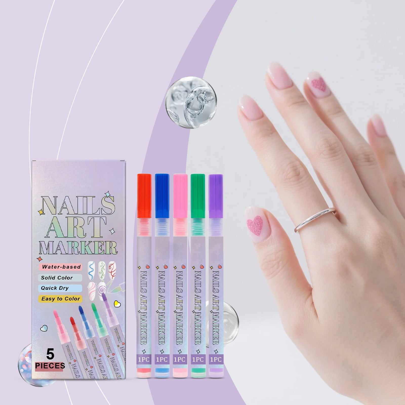 Nail Art Pens Set, 5 Piece Markers for Drawing and Dotting, Fine Tip ...