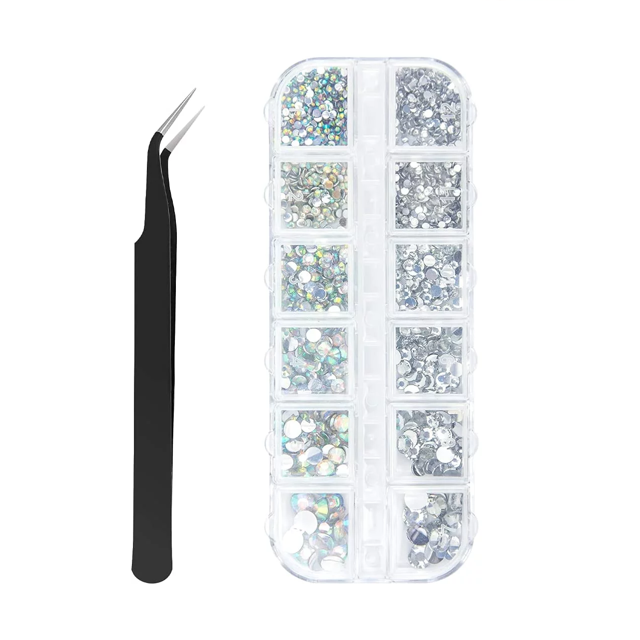 Nail Art Rhinestone Kit with Picker - Crystal AB Gemstones, Manicure ...