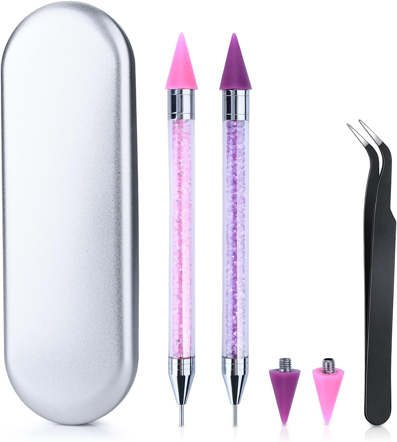 Nail Art Rhinestone Picker Tool Kit - Dual Ended Wax Pen with 2 Extra ...