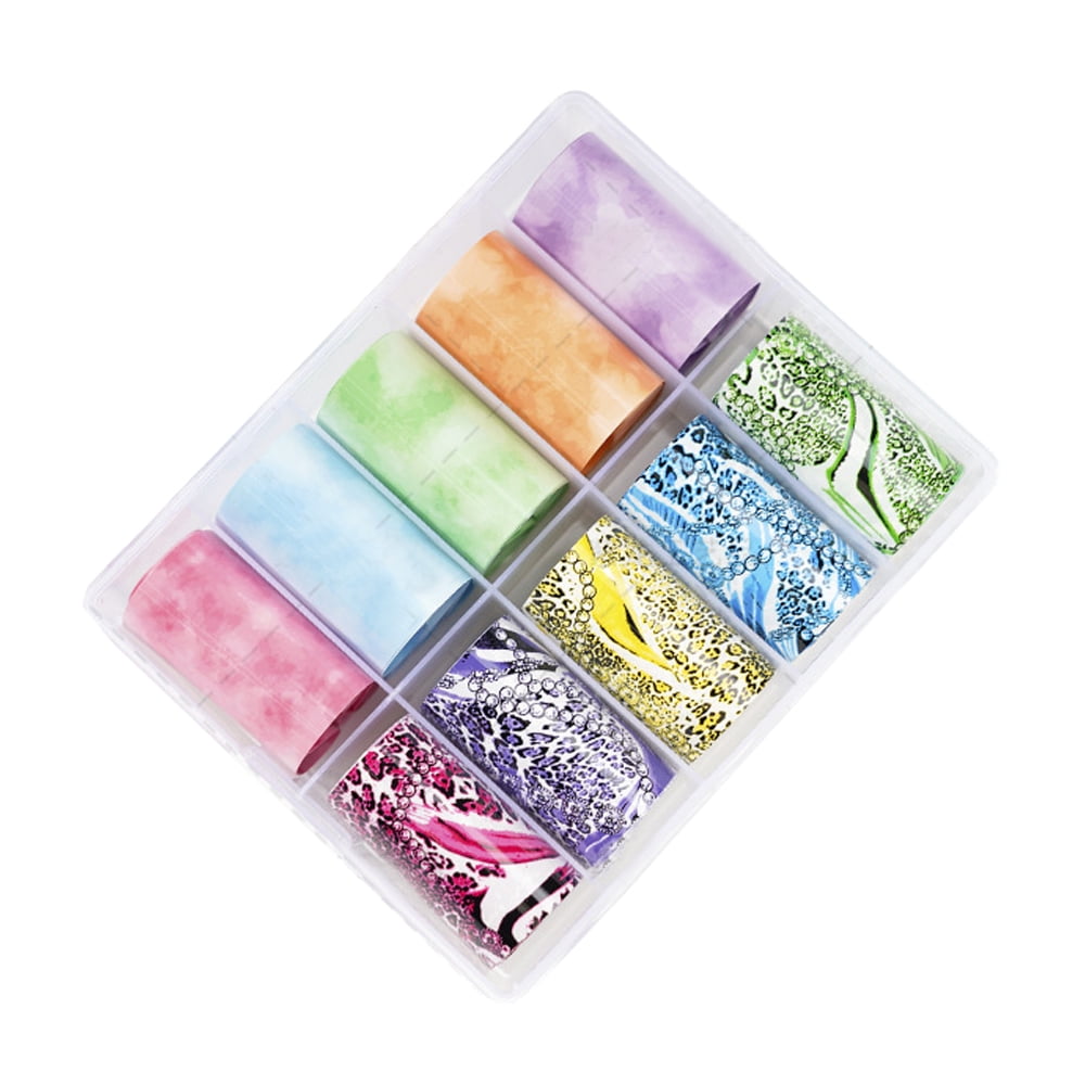 Nail Art Sticker Decal Nail Foil Transfer 10 Rolls Nail Sticker Nail ...
