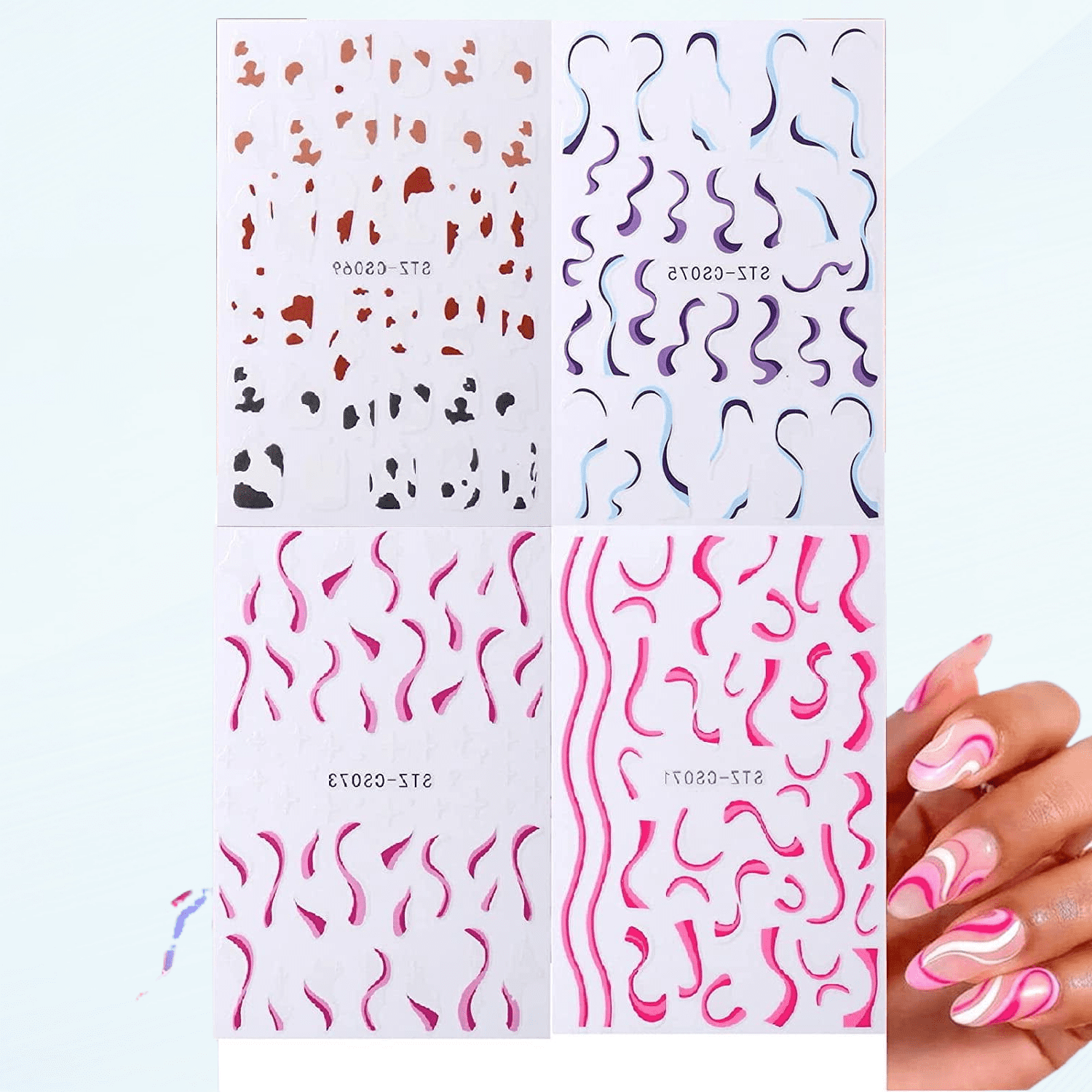 Nail Art Stickers,Curve Lines Nail Decals,3D Self-Adhesive Ballet ...