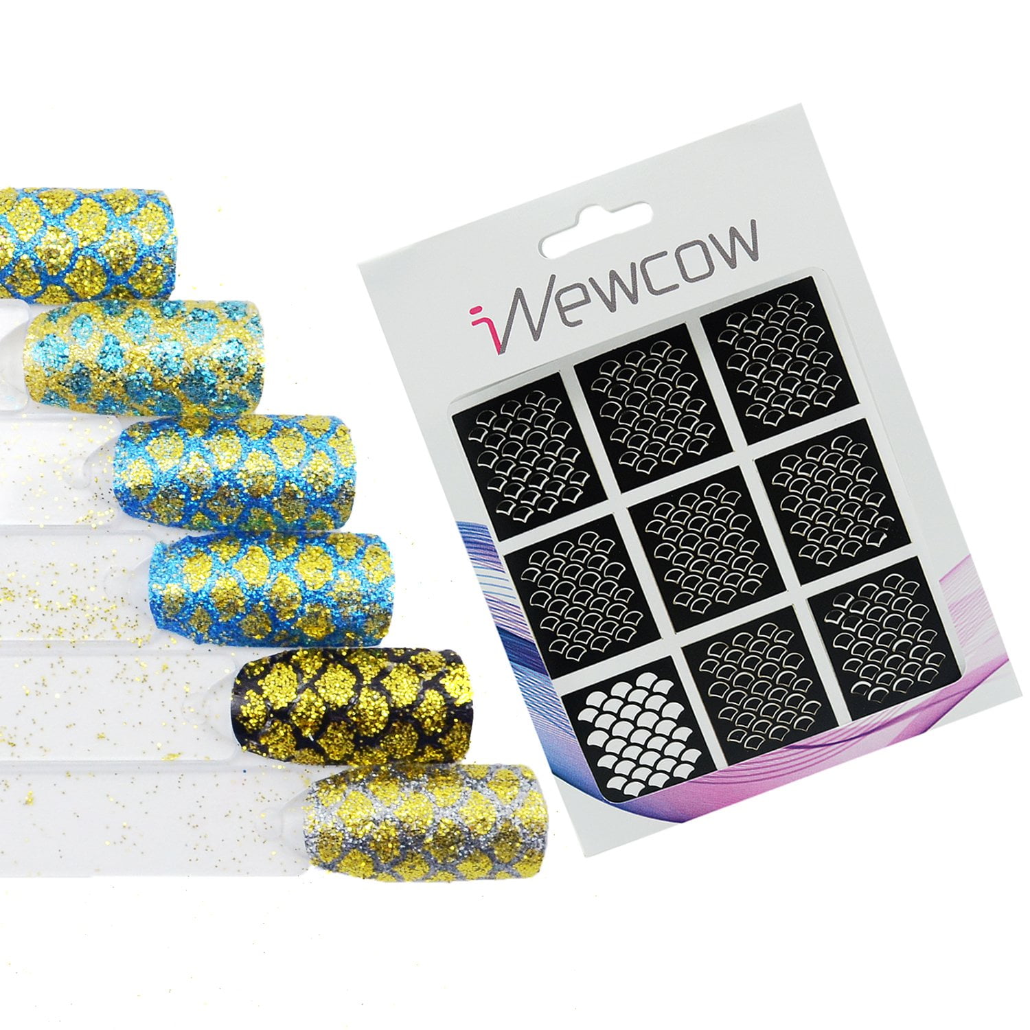 Nail Art Stickers, iNewcow TMA2 2 Sheets Mermaind Scale Vinyl Nail ...