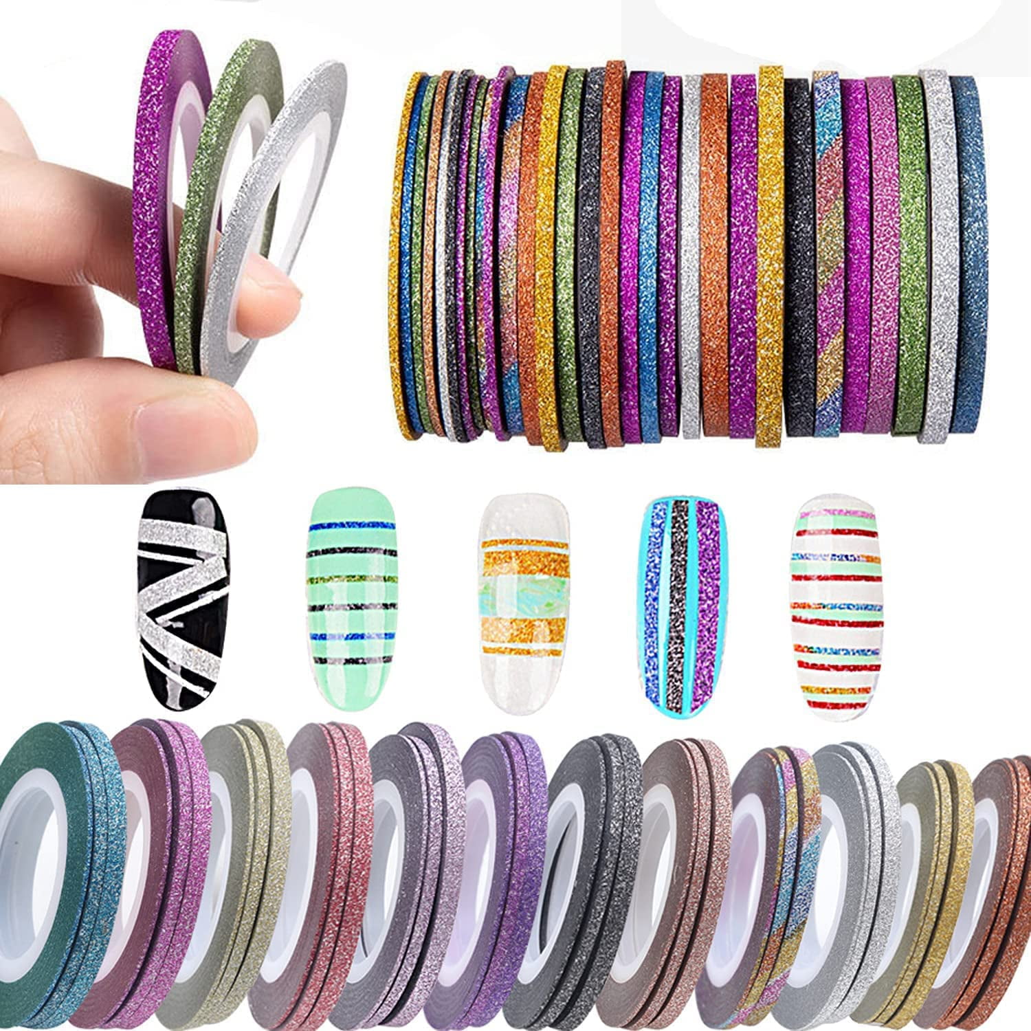 Nail Art Striping Tape,35 Rolls Nail Line Tape Strips for Design Matte ...