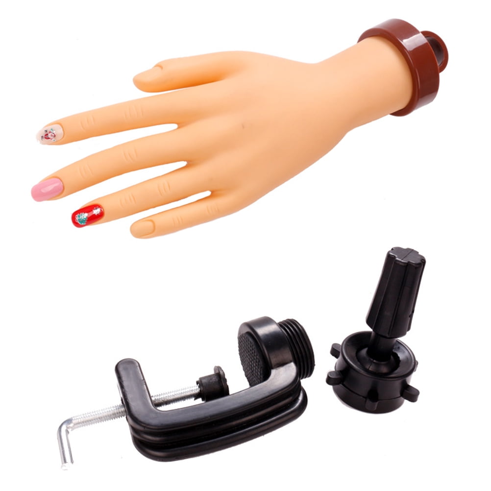 Nail Art Train Hand Model Bendable Fake Hand with Mounting Bracket for ...