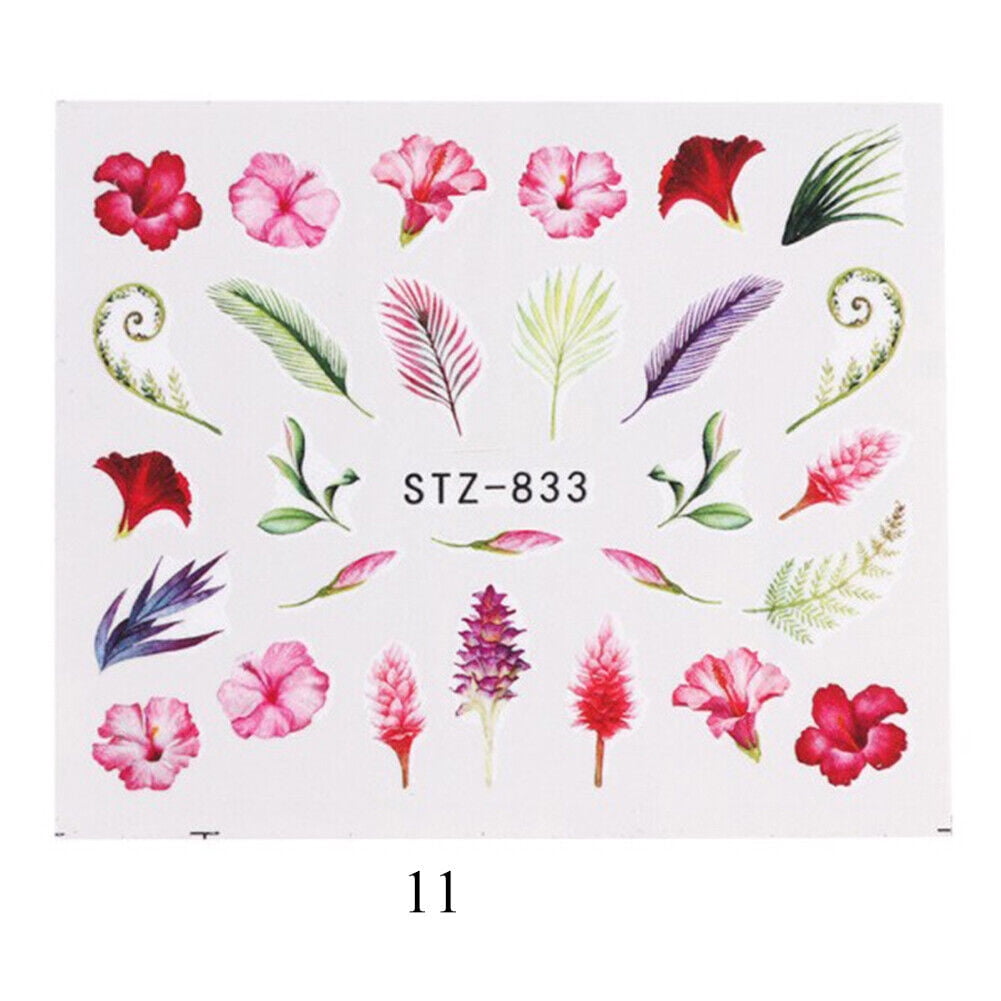 Nail Art Water Transfer Sticker Decals Flower Leaf Summer DIY Manicure ...
