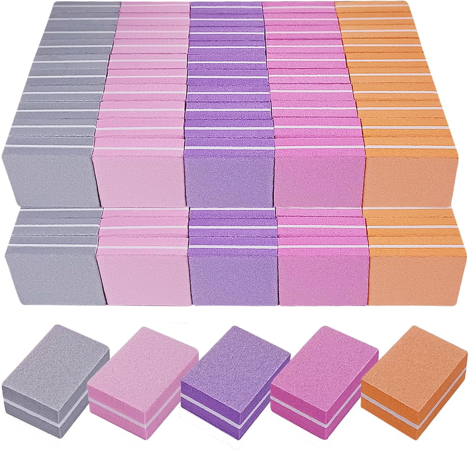 Nail Buffers (100 Pack), Mini Buffer Block Nail File for Acrylic Nails ...
