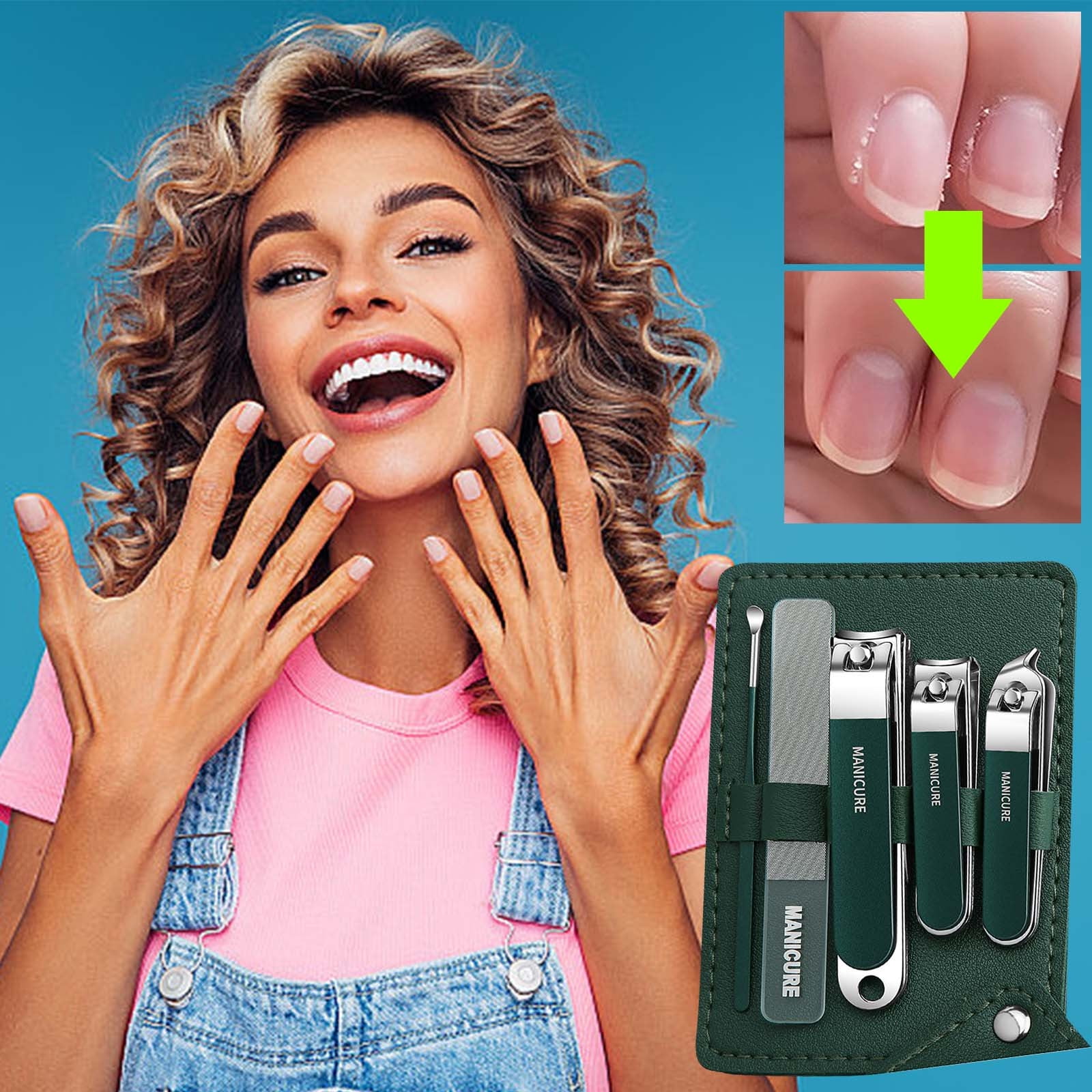 Nail Clipper Kit-5 Pieces Nail Care Tools With Portable Leather Case ...