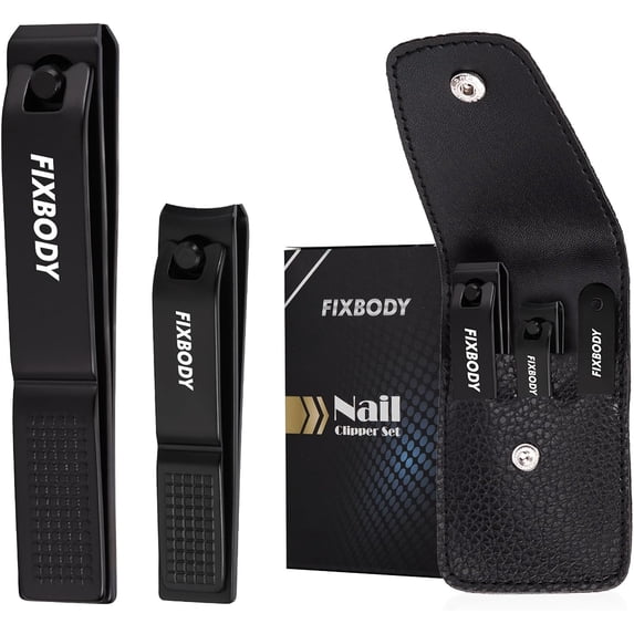 Nail Clipper Set, Ultra Sharp Black Stainless Steel Fingernail ...