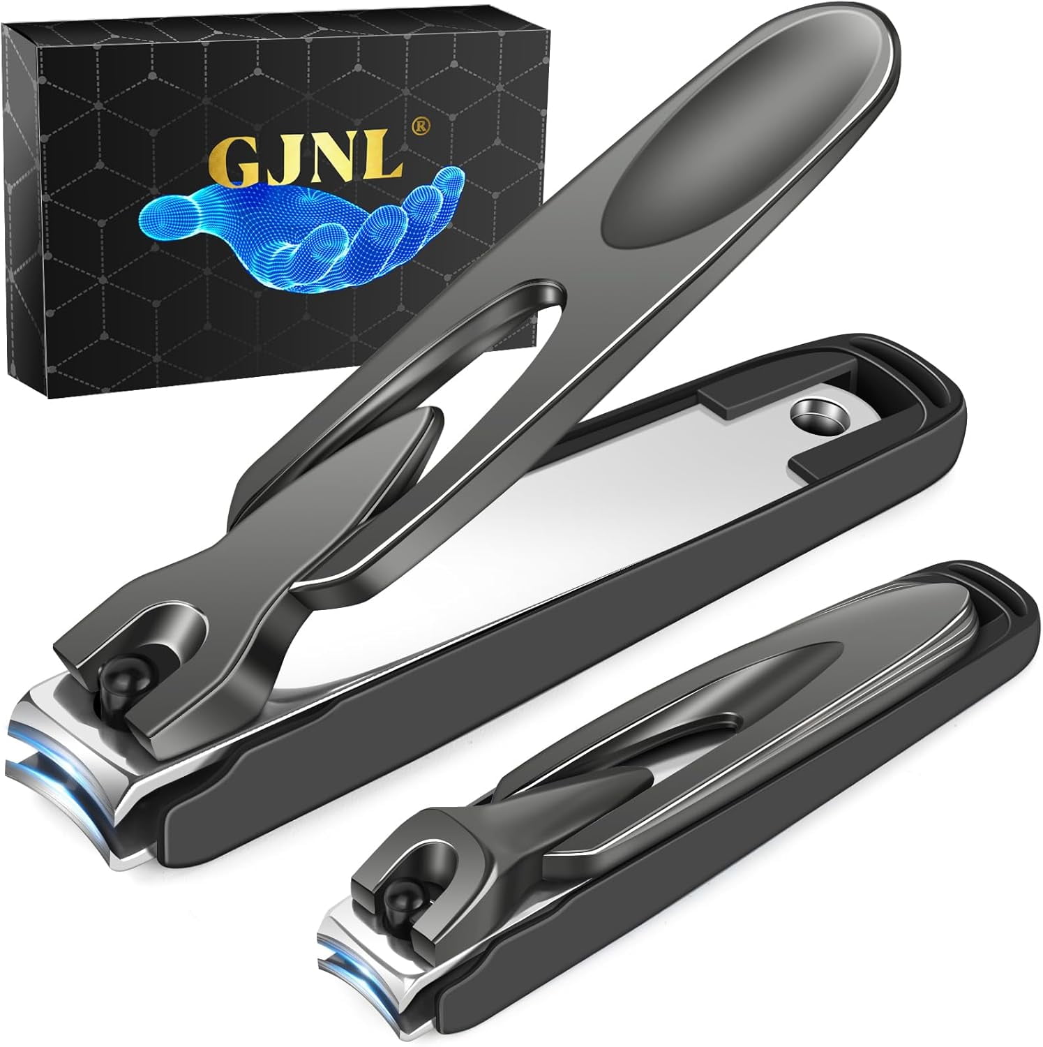 Nail Clippers with Catcher, 2 Pack Large Small Anti Splash Self ...