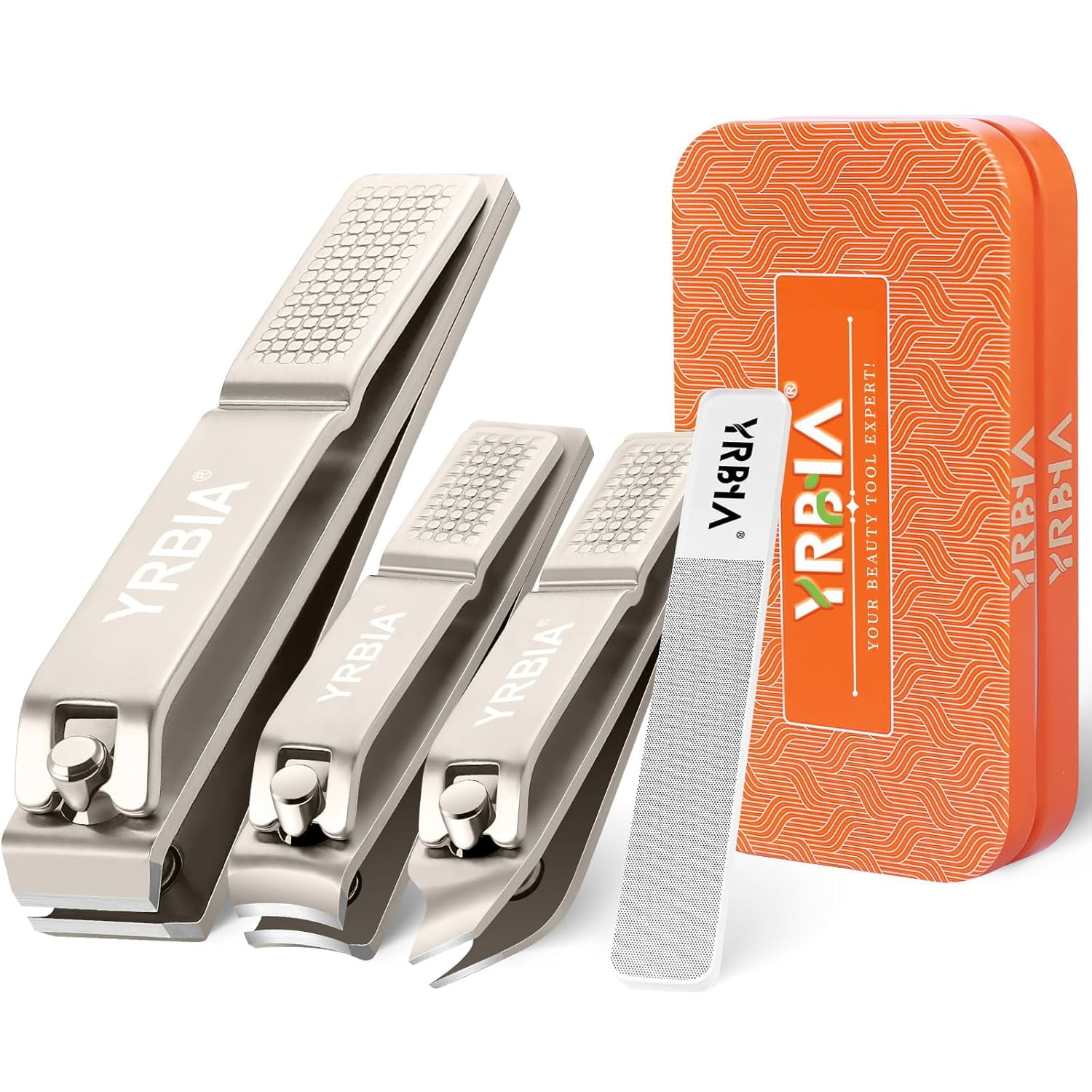 Nail Clippers with Glass Nail File, 4 Piece Ultra Sharp Nail Clipper Set, Professional ...