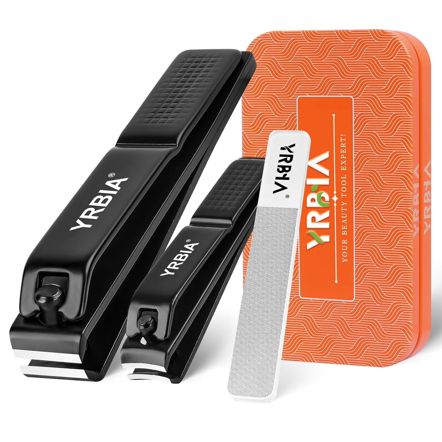 Nail Clippers with Glass Nail File, YRBIA Ultra Sharp Nail Clipper Set, Professional Fingernail ...