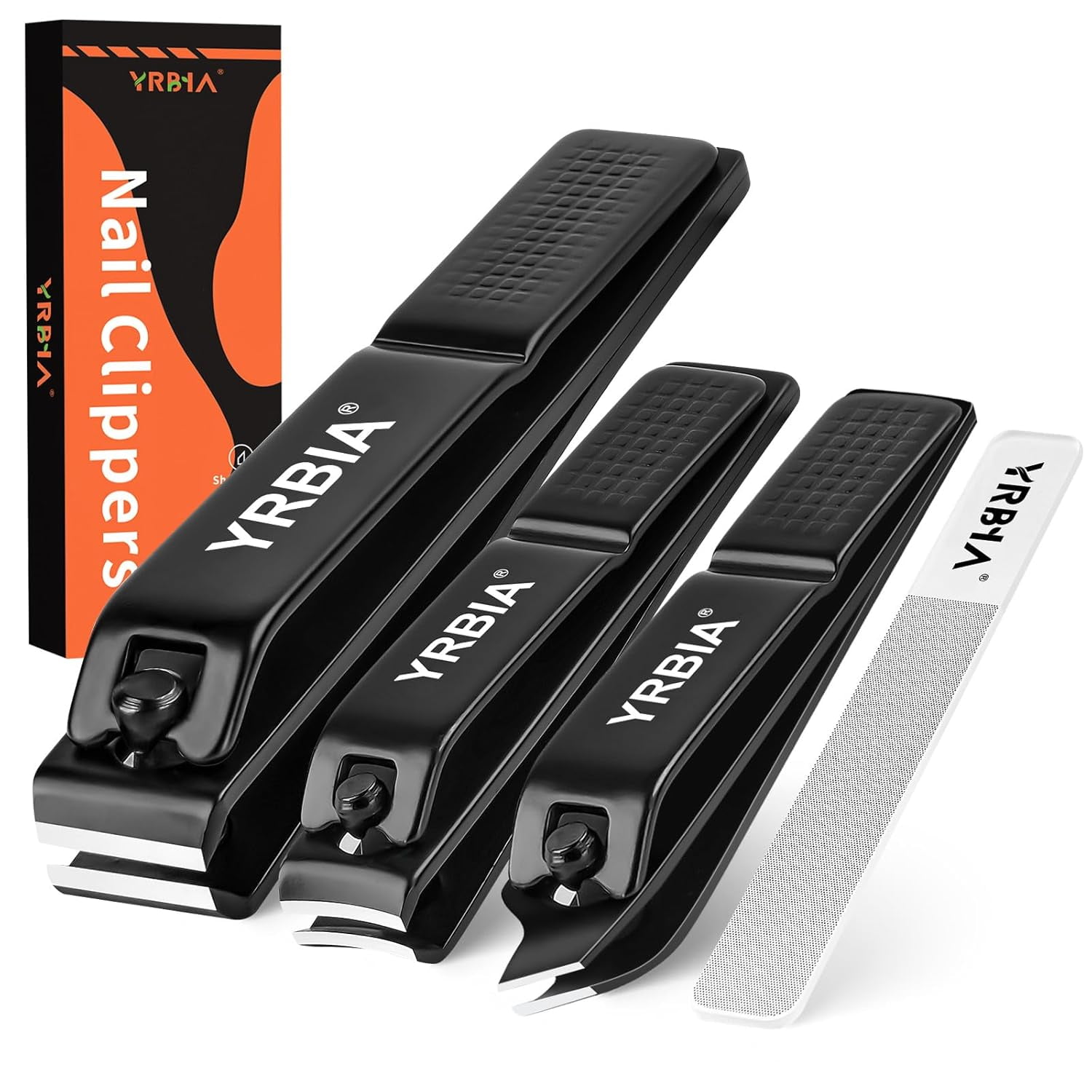 Nail Clippers with Glass Nail File, YRBIA Ultra Sharp Nail Clipper Set, Professional Stainless ...