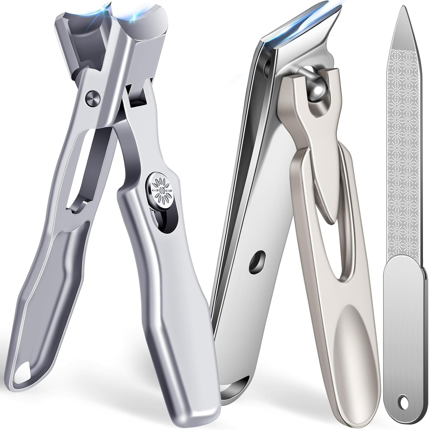 Nail Clippers for Men with Catcher, Slanted Wide Jaw Opening Anti ...