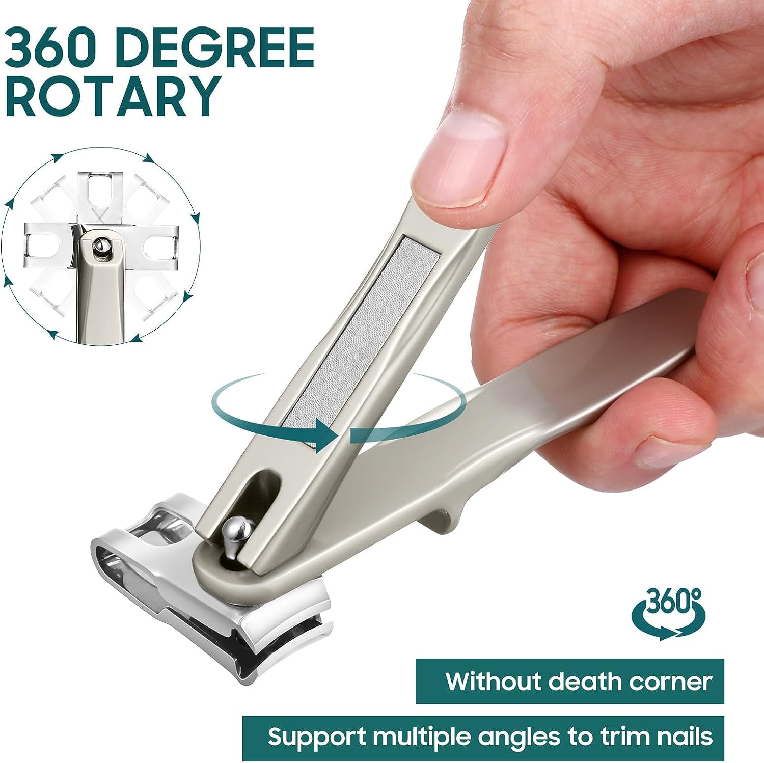 Nail Clippers for Seniors, 360 Degree Rotary Fingernail and Toenail ...