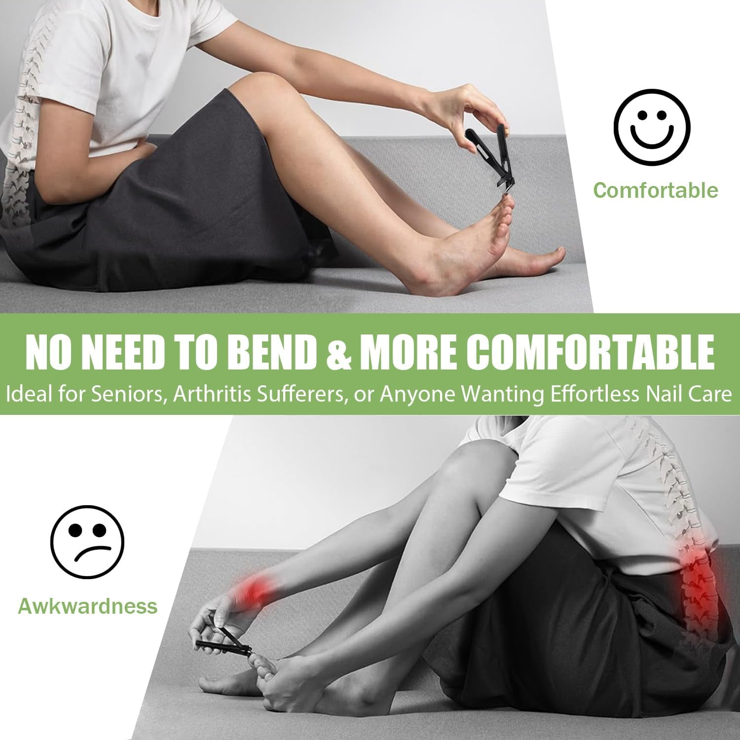 Nail Clippers for Seniors - Ergonomic Long Handle Toenail Clippers for ...