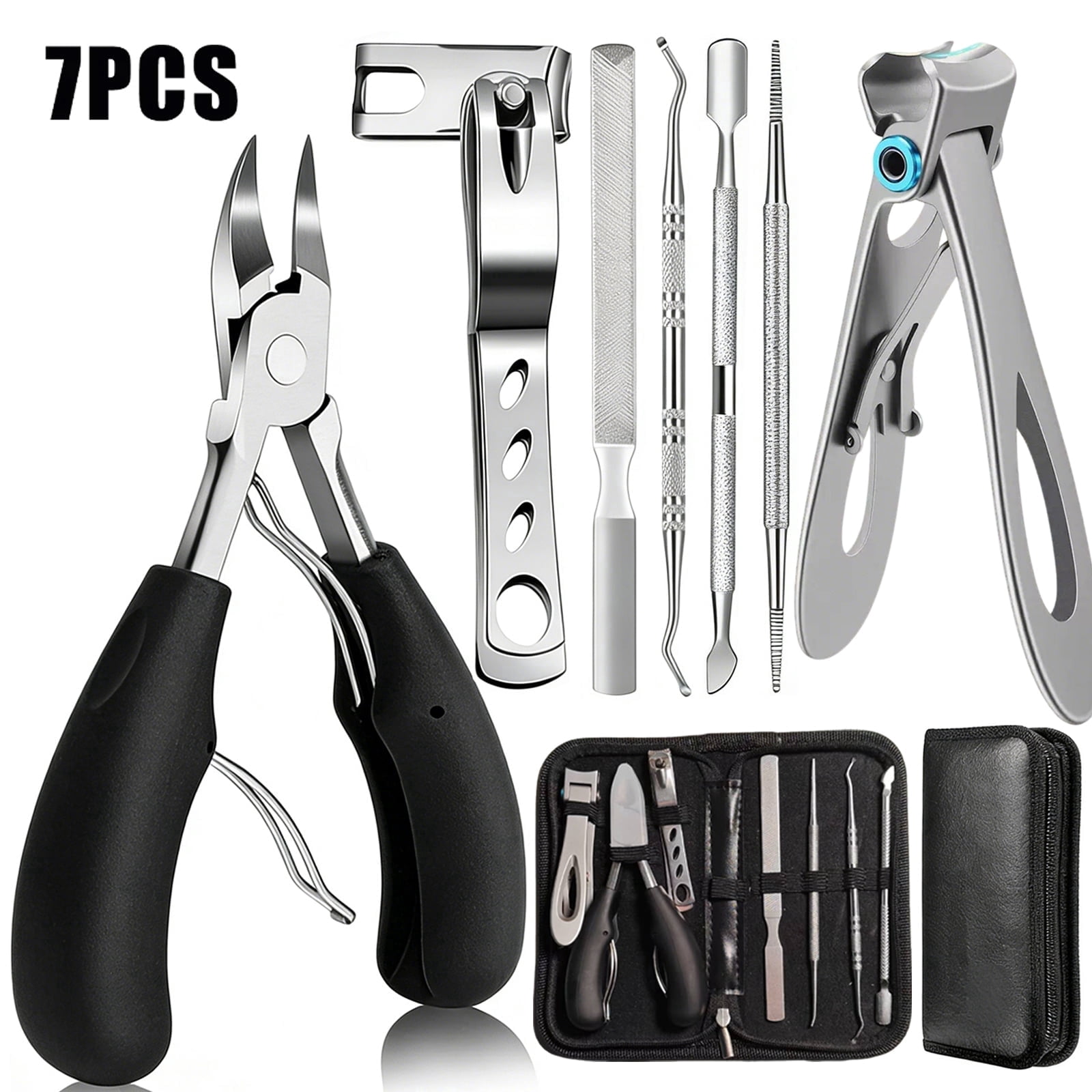 7PCS Nail Clippers Set for Thick Toenails – Heavy Duty Stainless Steel ...
