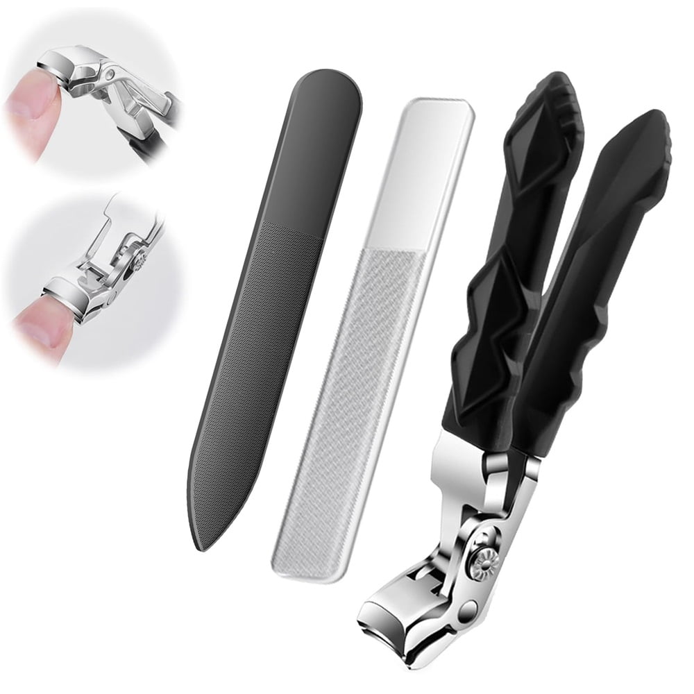 Nail Clippers Set for Thick Nails, Angled Head Nail Clipper with Nano ...