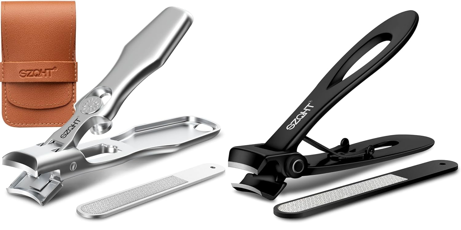 Nail Clippers Set,Toe Nail Clippers for Men,Wide Jaw Opening,Toenail ...