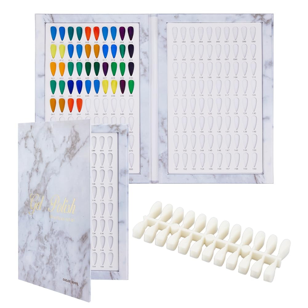 Nail Color Display Book with 192PCS Nail Tips Nail Gel Polish Display ...