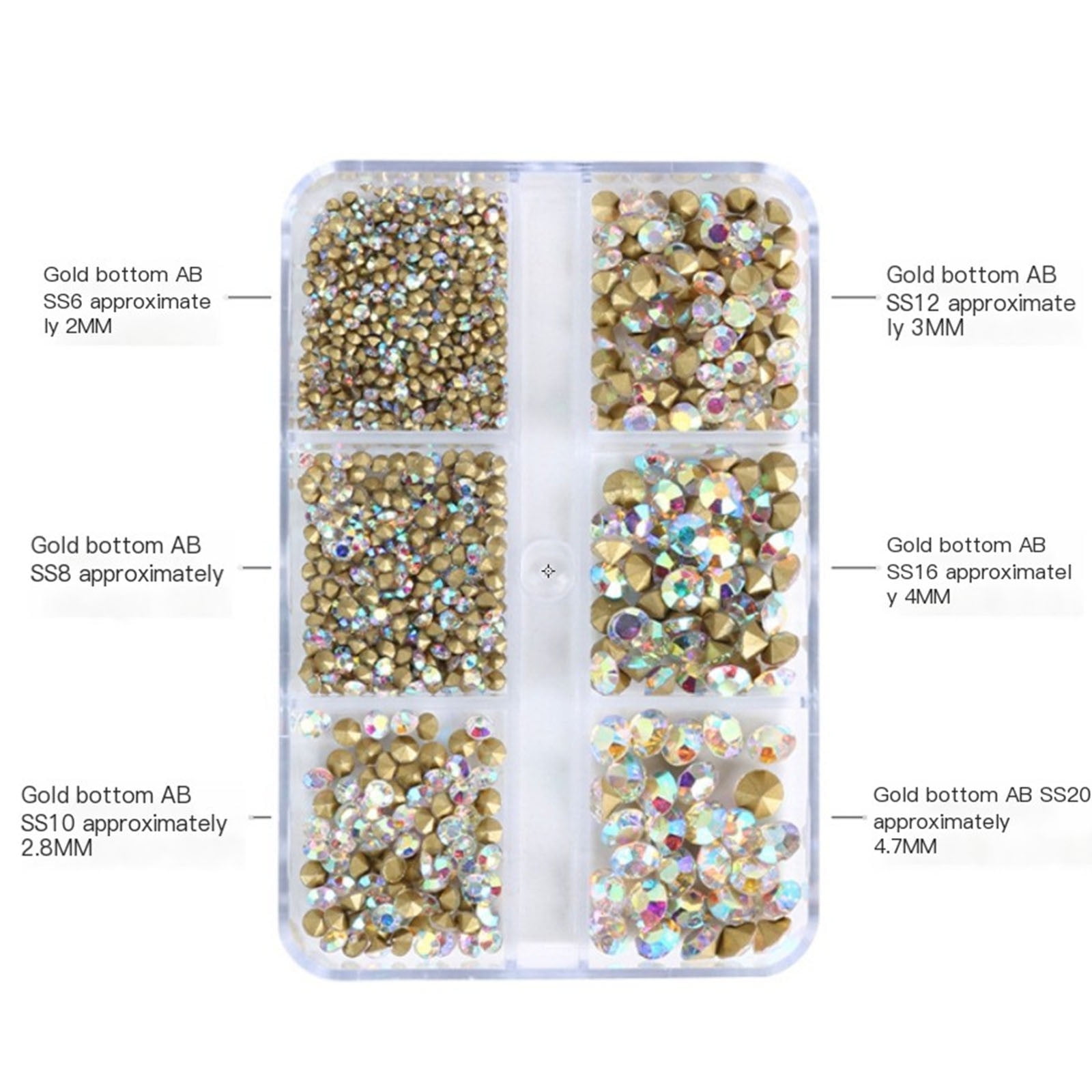 Nail Crystals Nail Decorating Kit Nail Art Rhinestones 6 Grid ...
