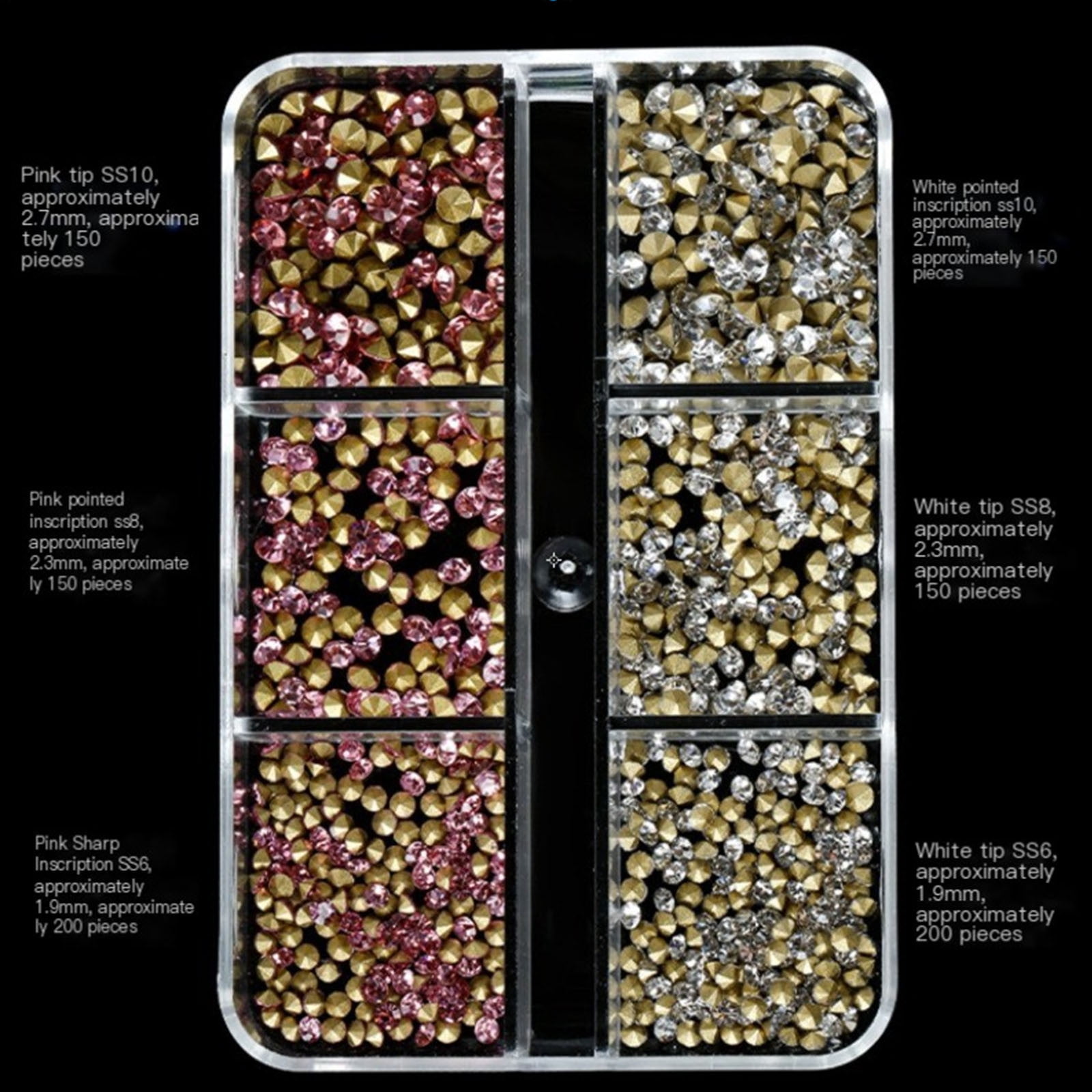 Nail Crystals Nail Decorating Kit Nail Art Rhinestones 6 Grid ...