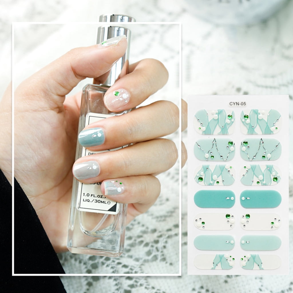 Nail Decals Fake Nail Wraps Tips Manicure Art Patchs Full Cover Polish ...