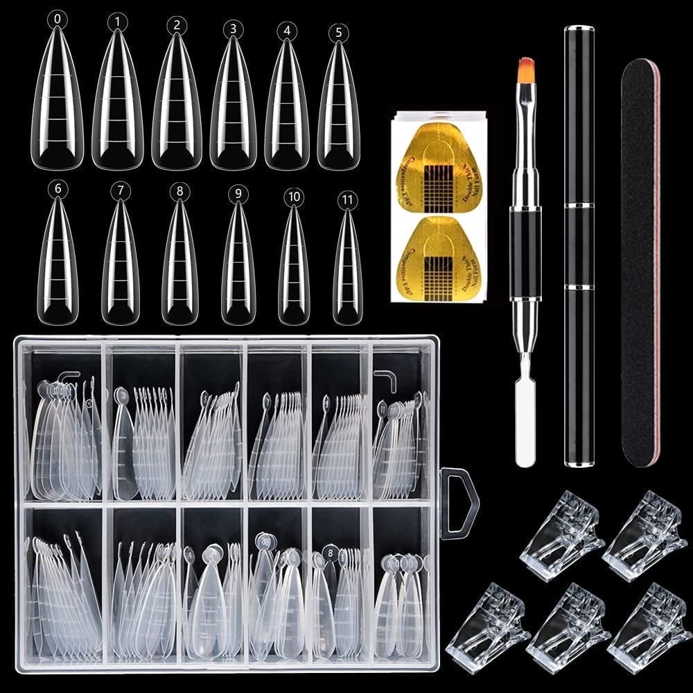 Nail Dual Forms for Polygel - Stiletto Shape Extension Molds, Clear ...