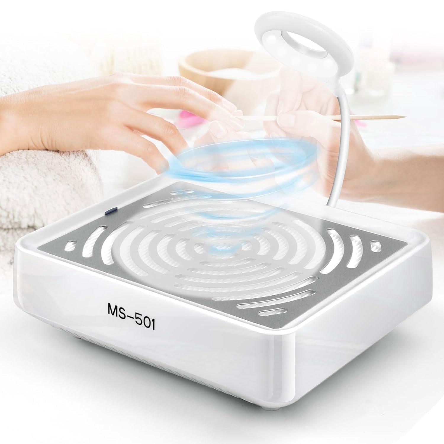Nail Dust Collector with TMA2 Lamp, Electric Nail Vacuum Cleaner Dust ...