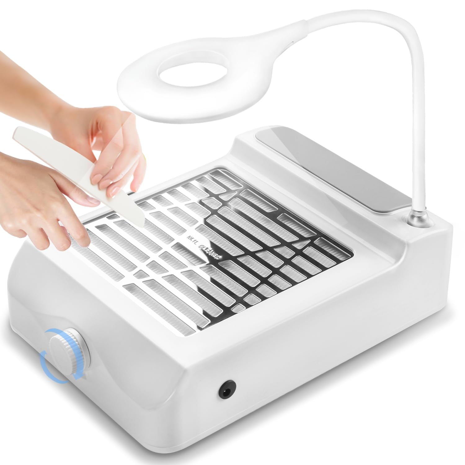 Nail Dust Collector with Lamp, 60W Powerful Nail Vacuum Dust Collector ...