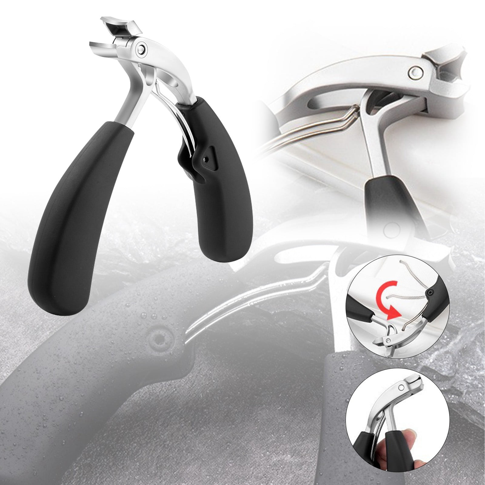 Nail Easy Grip Rubber Handle Angled Curved Wide Mouth Manicure Pedicure ...
