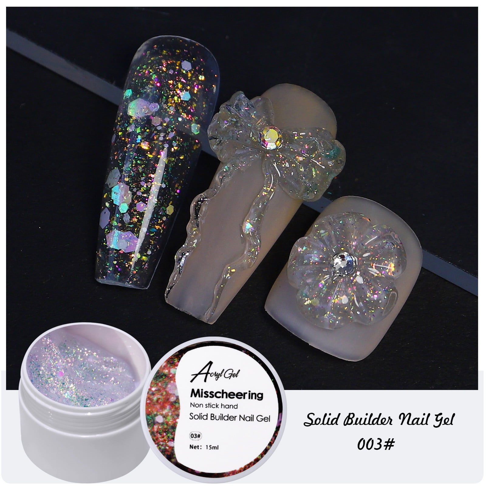 Nail Extension Gel, Sequin Crystal Gel, Phototherapy Shapable Gel, 15ml ...
