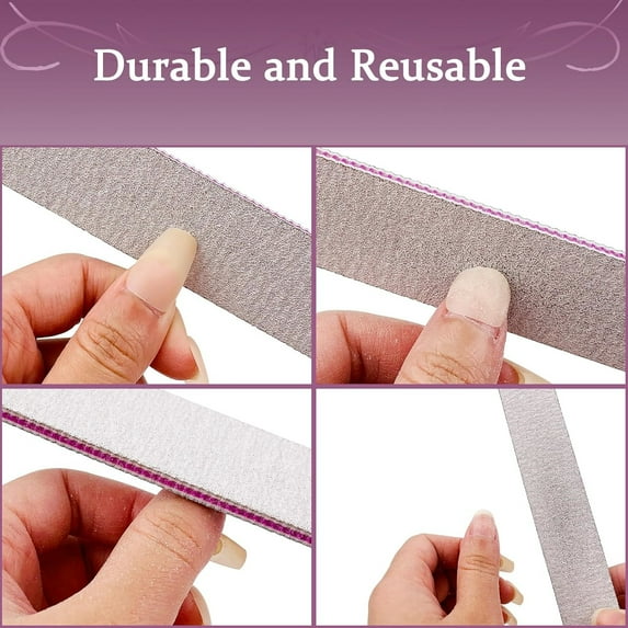 Nail File 12 PCS Professional Reusable 100/180 Grit Double Sides ...