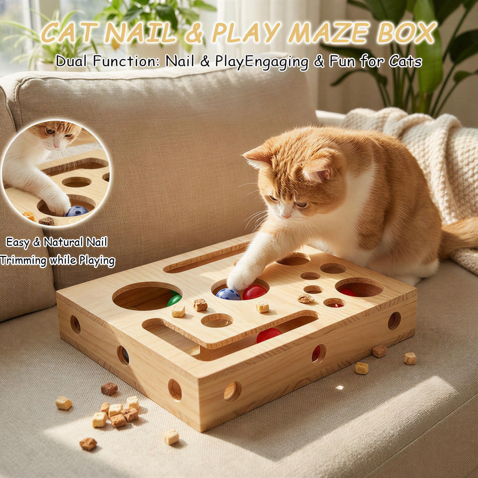 Nail File Box For Cats Maze Cat Scratch Puzzle Box & Sandpaper Inside ...