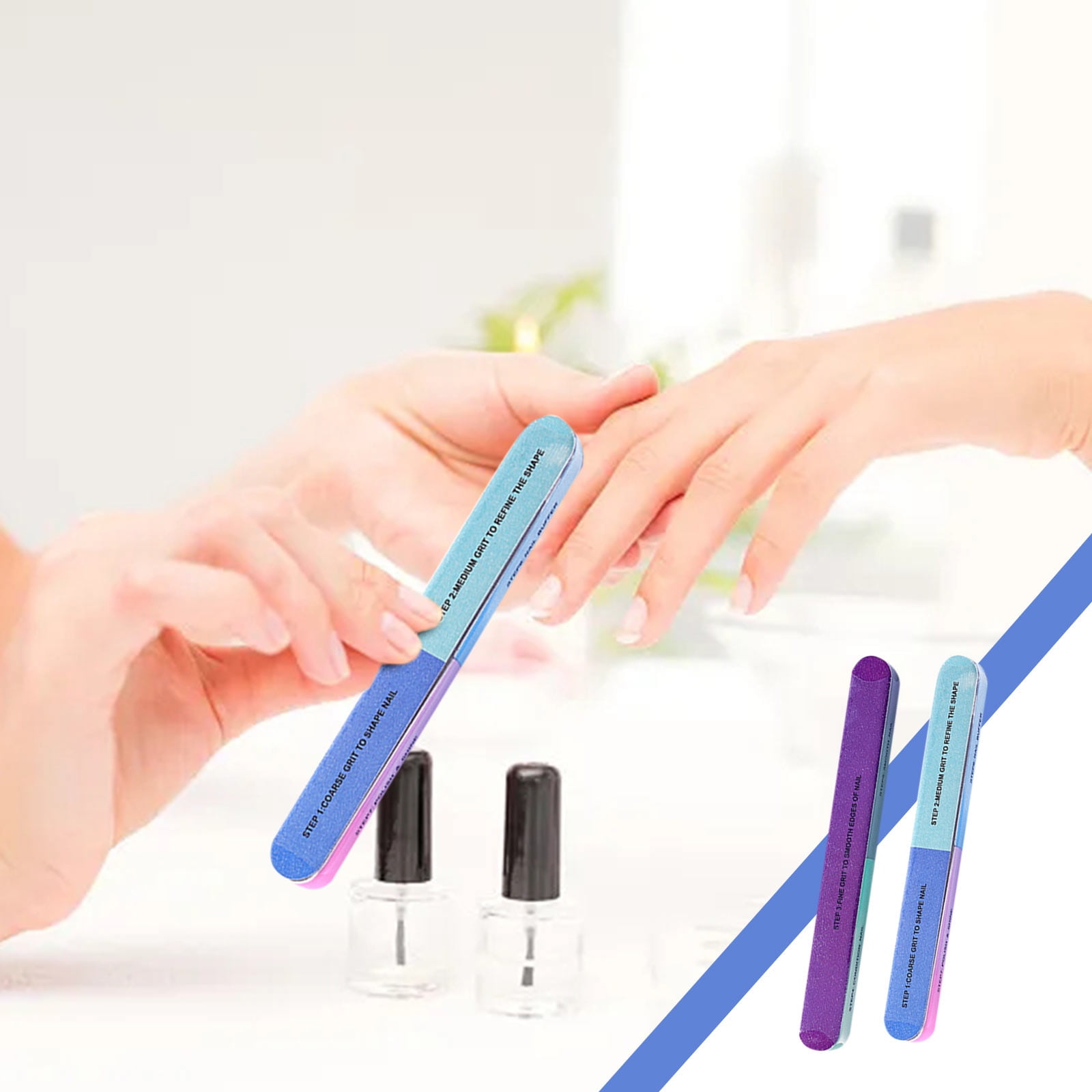 2-Piece Nail File Block Buffer Kit for Fingernail Toenail Shining ...