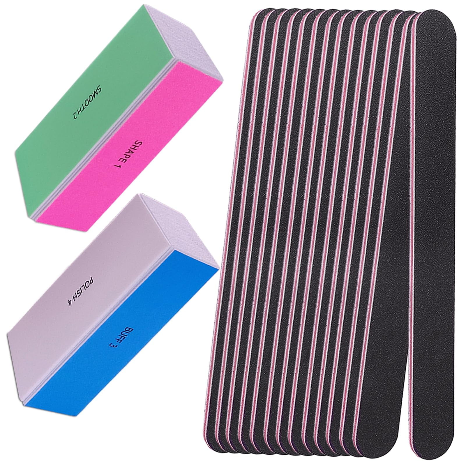 Nail File and Buffer MMF7 Set, 4 Way Nail Shine Kit Professional Nail ...