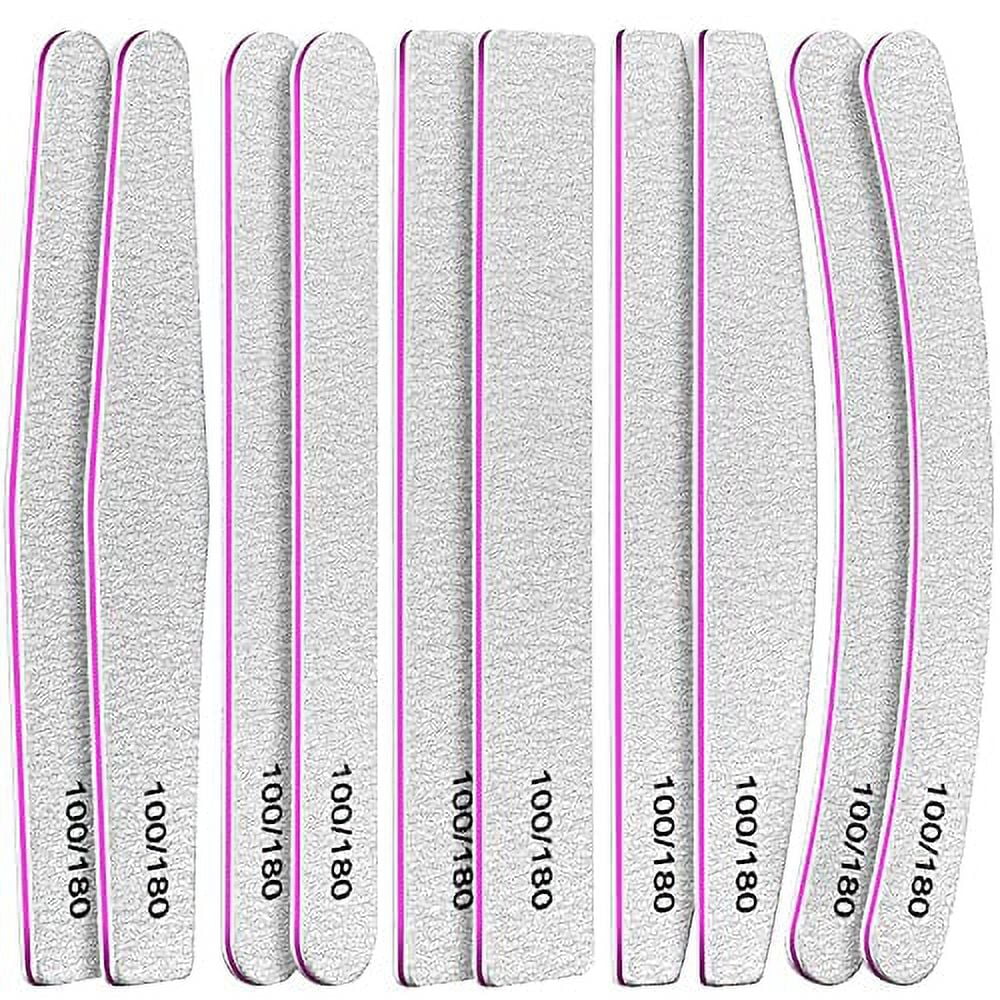 Nail Files 100/180, FANDAMEI 10 Pcs Nail Files for Natural Nails in 5 ...