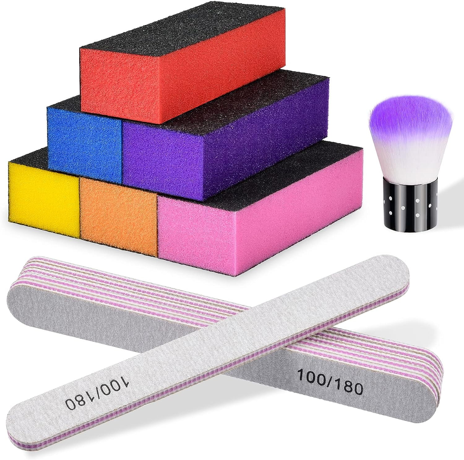 Nail Files and Buffers Block, Buffer Sanding for Acrylic Nails 3 Way ...