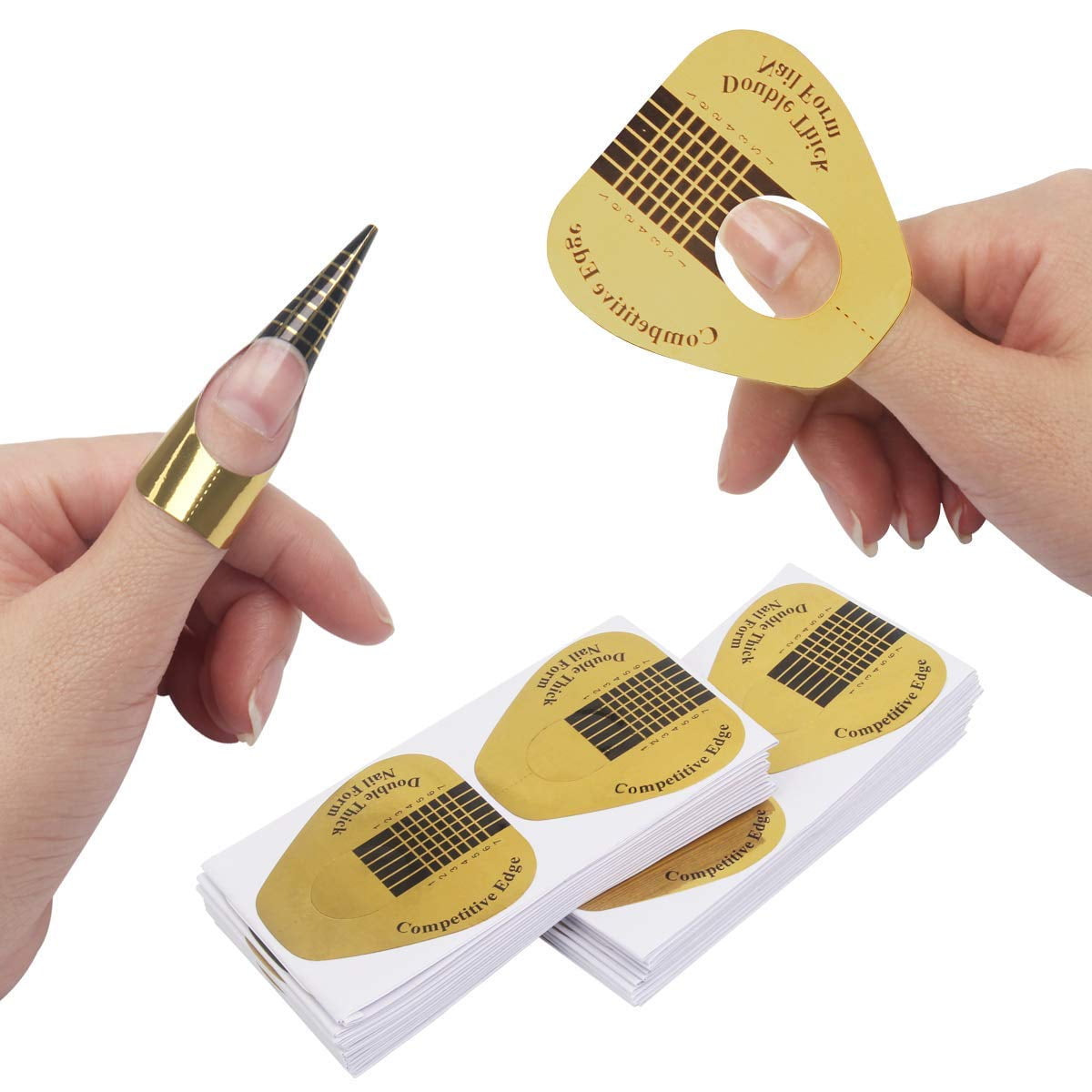 Nail Forms, 200PCS Acrylic Nail Forms, Gold Horseshoe Nail Extension ...